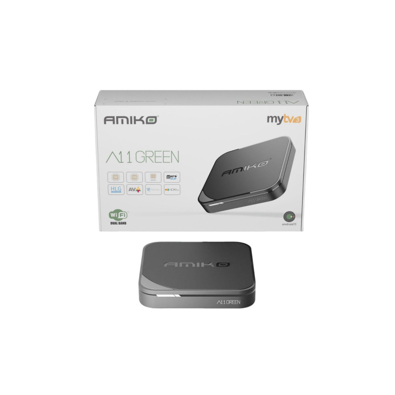 Amiko A11 Green - Advanced 4K UHD Streaming Set-Top Box